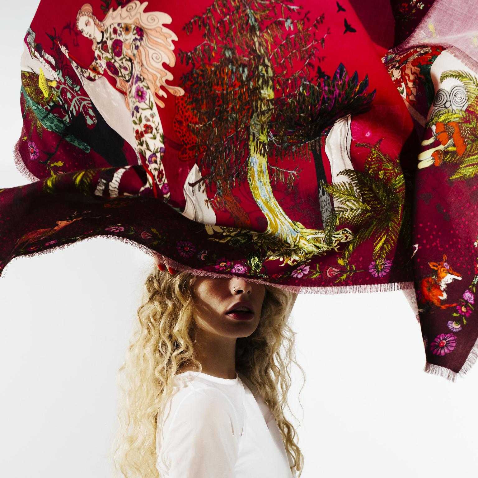 Wool Oversized 'Blood Moon' Scottish Fairytale Red Scarf - Helen Ruth ...